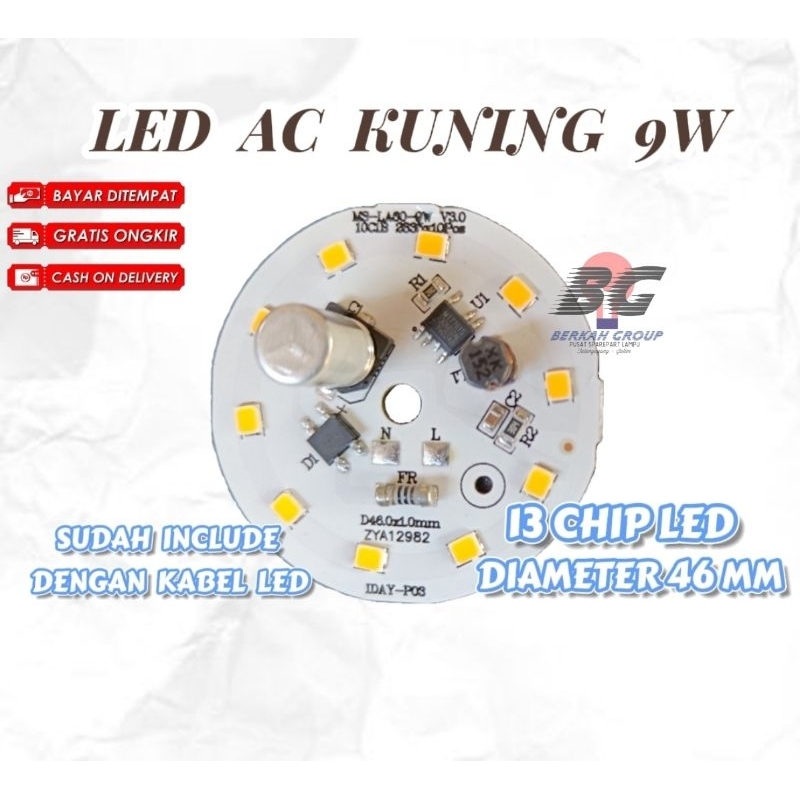 Jual led ac kuning 9w/pcb led ac kuning 9w/mesin lampu led kuning 9w ...