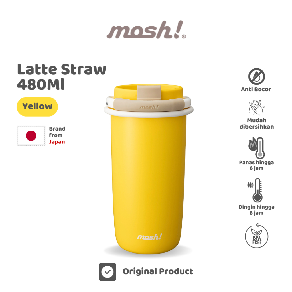 Jual Mosh Straw Latte Tumbler - Botol Minum Stainless Steel 480ML - Yellow | Shopee Indonesia