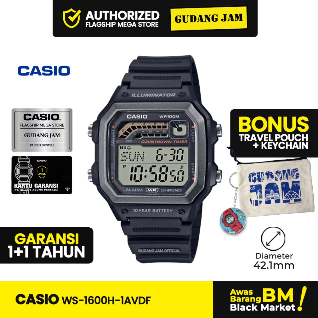 Jual Jam Tangan Casio WS-1600H-1AVDF WS-1600H WS-1600 WS1600H WS 1600H ...