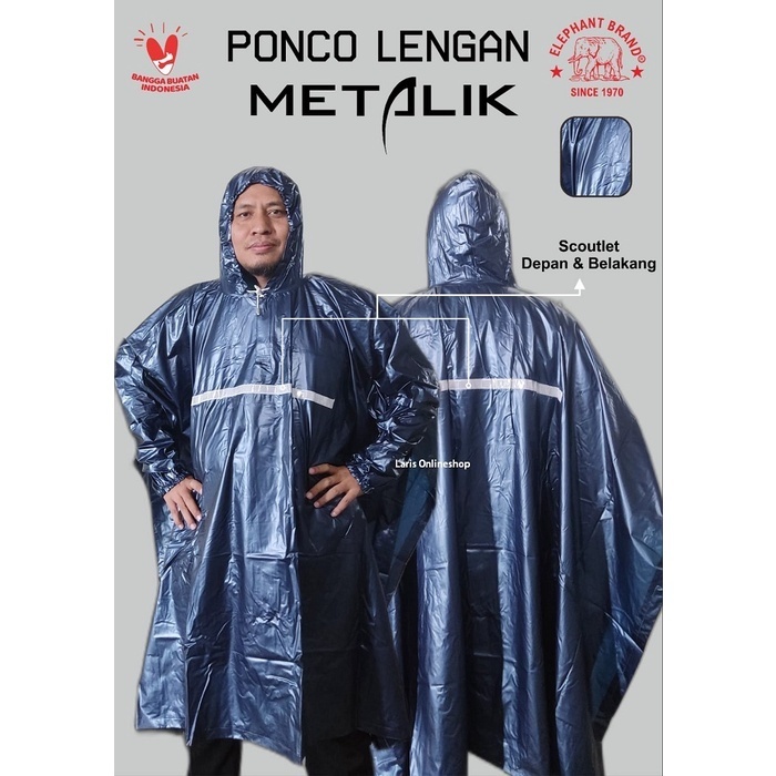 Jual Jas Hujan Jumbo Dewasa Ponco Lengan Metalik / Jas Hujan Model Ponco ada Lengan Gajah ...