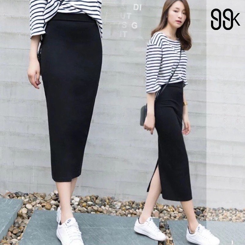 Jual Rok span scuba midi /Rok span 7/8/Rok span kerja | Shopee Indonesia