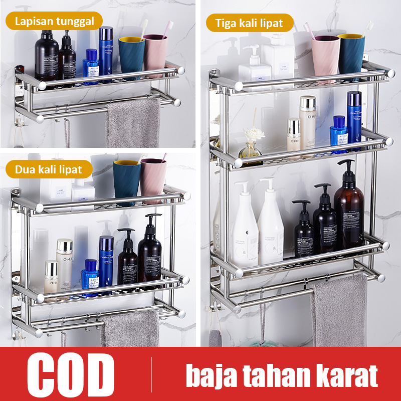 Jual Rak Kamar Mandi Dinding Rak Bumbu Dapur Stainless Steel Rak Tempel ...