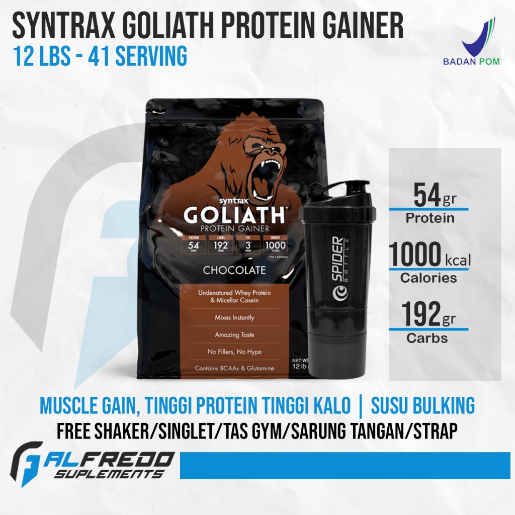 Jual Syntrax Goliath Mass Gainer 12 Lbs Susu Protein Penambah Berat ...