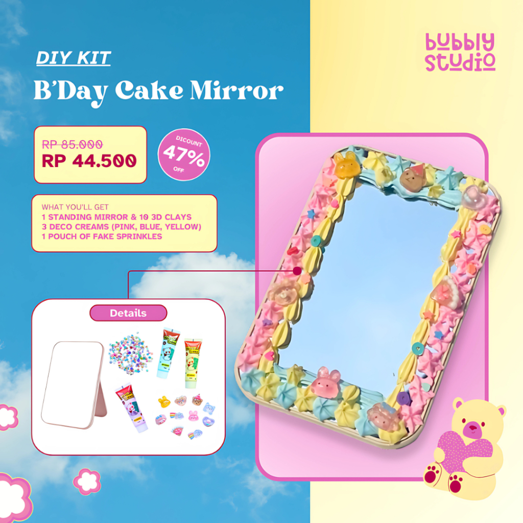 Jual DIY KIT - Birthday Cake Mirror | Deco Cream | Hadiah Unik | Kaca ...