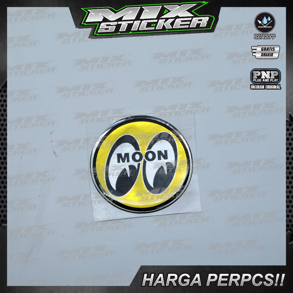 Jual emblem timbul mooneyes / sticker 3d mooneyes / logo mooneyes bulat ...