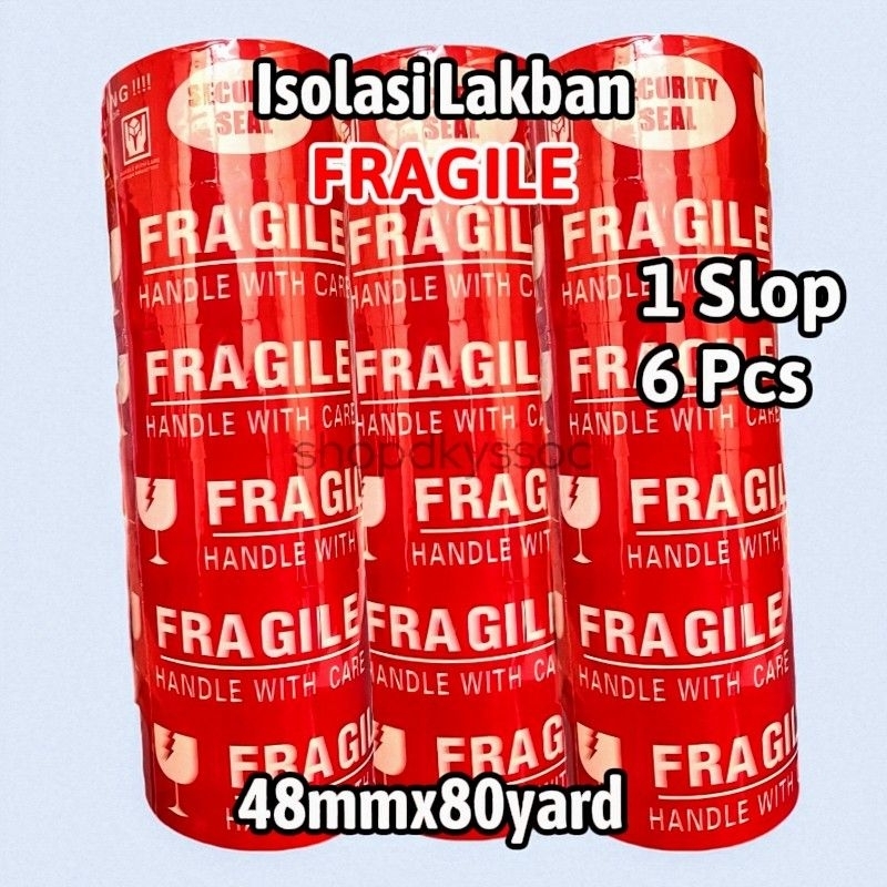 Jual Isolasi Lakban FRAGILE (1SLOP 6PCS) Tulisan JANGAN DI BANTING ...