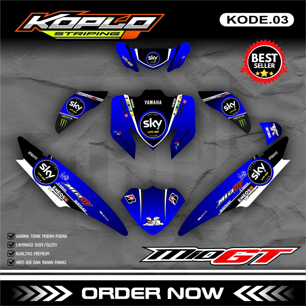 Jual Stiker Sticker Decal Full Body Motor Yamaha MIO GT - Stiker Striping Full Body Dekal MIO GT ...