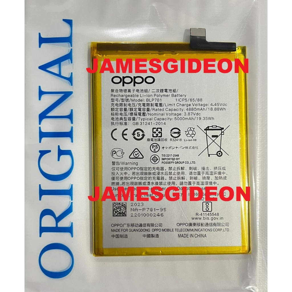 Jual BATERAI BATTERY OPPO A52 A72 A92 BLP781 BLP 781 ORI OEM HARGA ...