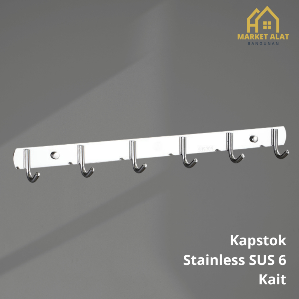 Jual Kapstok Stainless Steel 6 Kait Tebal / Gantungan Baju Cantolan Hook SUS 304 | Shopee Indonesia
