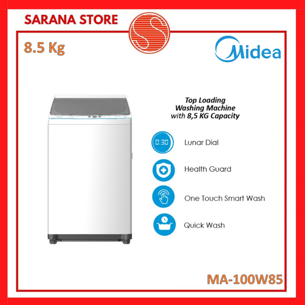 Jual Midea Mesin Cuci 8.5 Kg TOP LOADING MA100W85 - One Touch Smart ...
