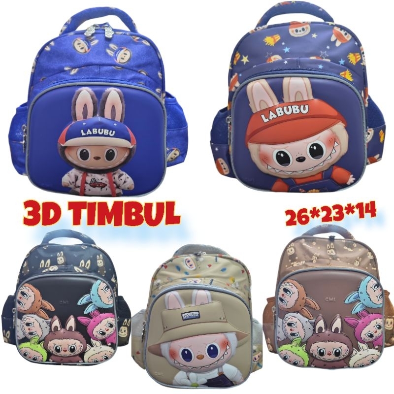 Jual HSD BAGS - TAS SEKOLAH RANSEL ANAK PAUD - TK - 3 D TIMBUL LUCU LABUBU | Shopee Indonesia