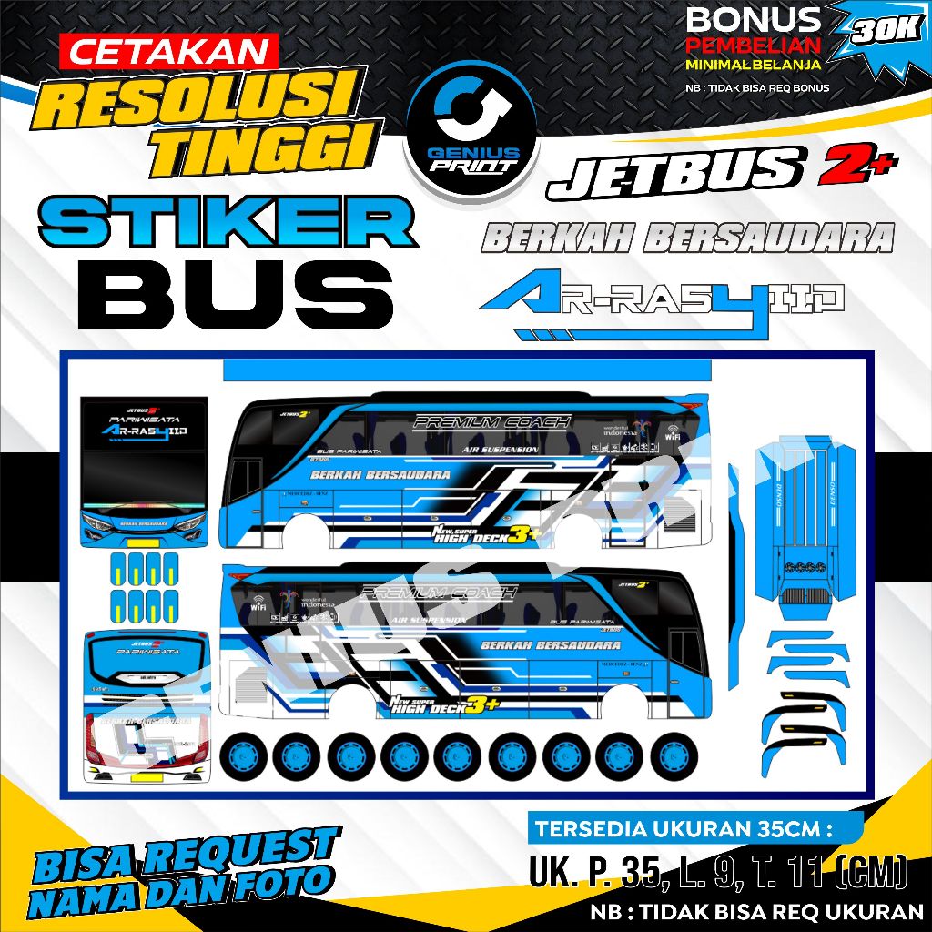 Jual STIKER MAINAN MINIATUR BUS JETBUS 2 LIVERY BERKAH BERSAUDARA ...