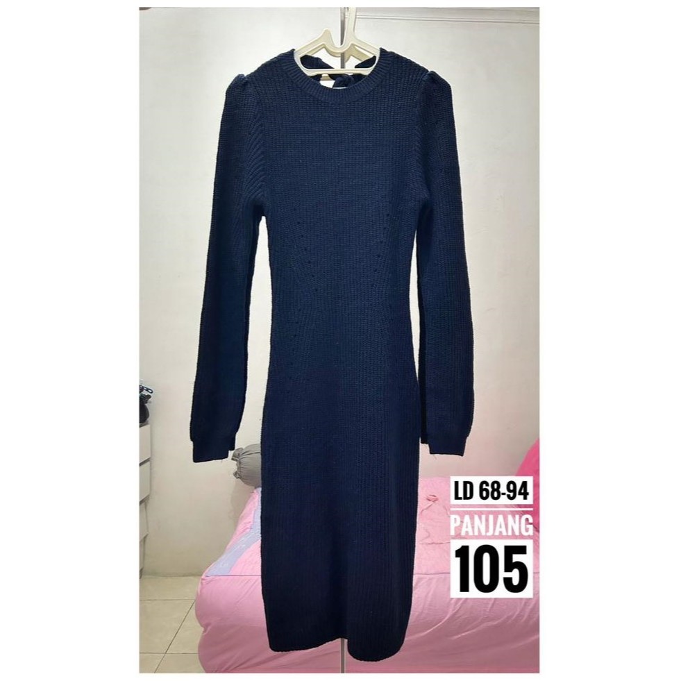 Jual Preloved// Dress Rajut Pressbody Premium warna Navy | Shopee Indonesia