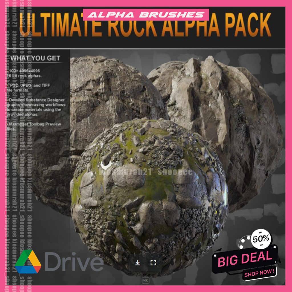 Jual Ultimate Rock Alpha Pack Alpha Map Brushes Alphas | Shopee Indonesia