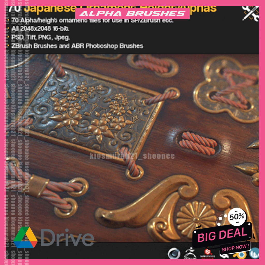 Jual ZBrushSP - 70 Japanese Ornament Alphas Alpha Map Brushes Alphas | Shopee Indonesia