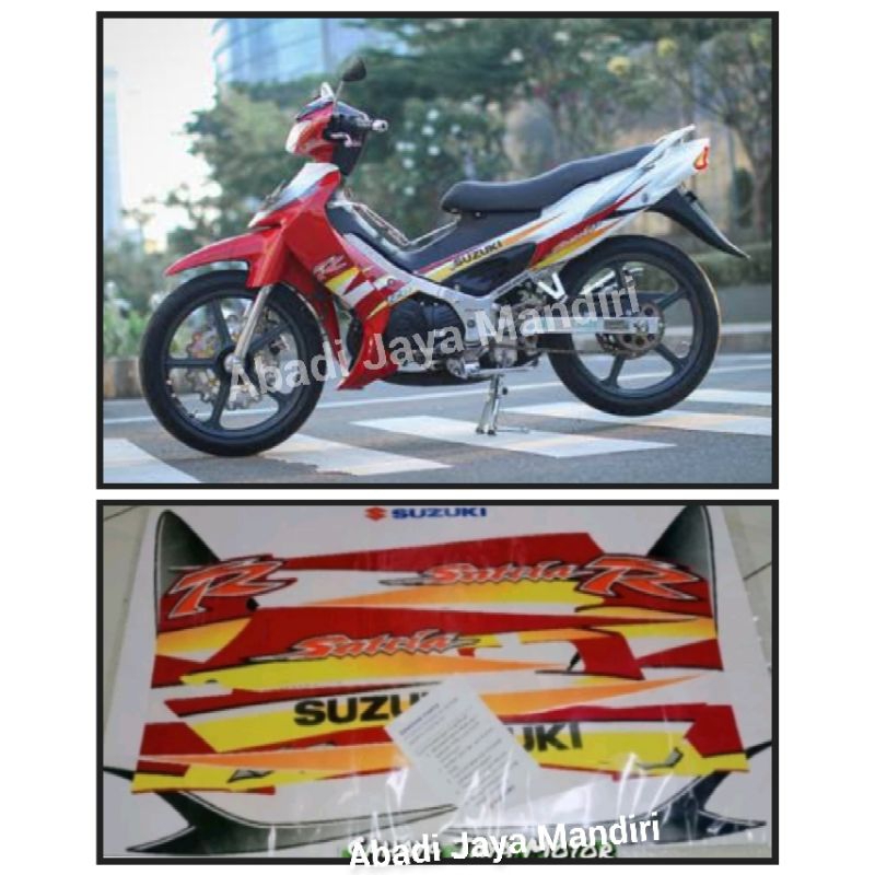 Jual Lis Striping Stiker Body Suzuki Satria R Hiu Lumba Merah putih ...