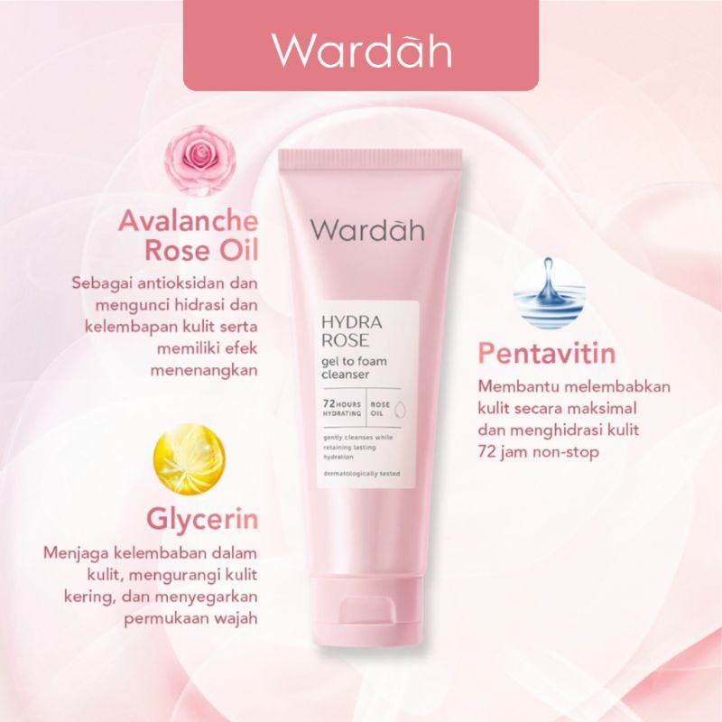 Jual WARDAH HYDRA ROSE FACE WASH COCOK UNTUK KULIT NORMAL TO DRY ...