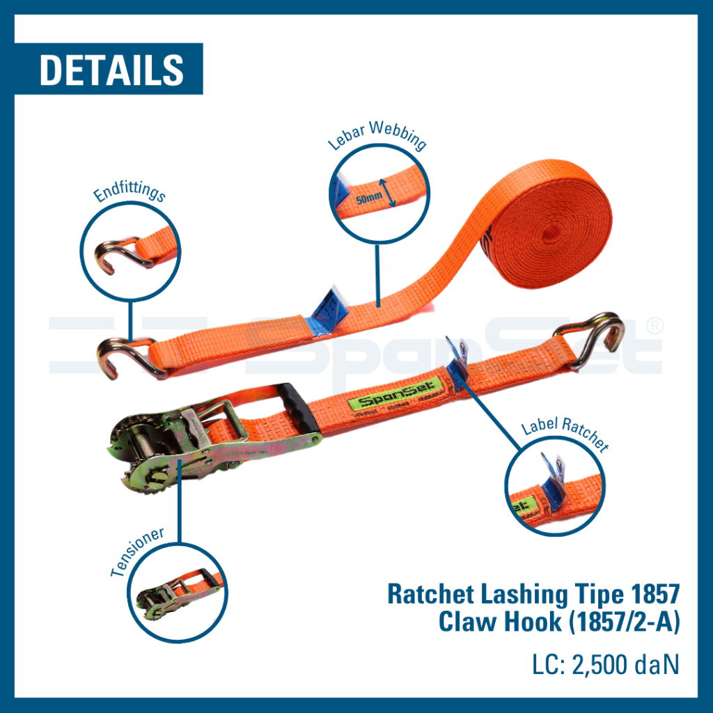 Jual [1857/2-A] SPANSET Tali Ratchet Tie Down Cargo Lashing Track Belt ...