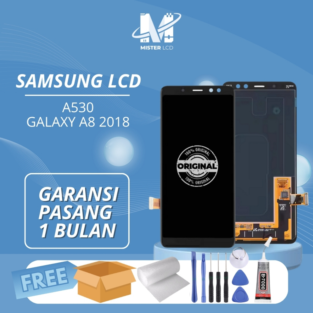Jual LCD SAMSUNG A530 / GALAXY A8 2018 FULLSET ORIGINAL FREE LEM + OPENING SET | Shopee Indonesia
