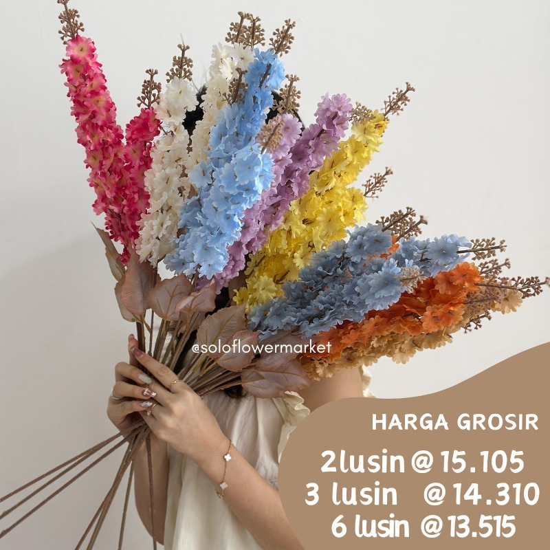 Jual DELPHINIUM X3 SNAPDRAGON Artificial Flocking Hyacinth Bunga Palsu ...