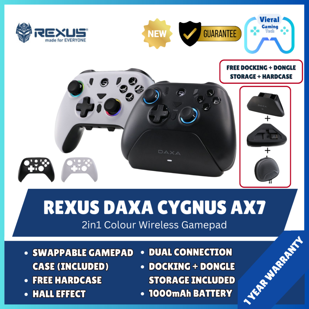 Jual Rexus Daxa Cygnus AX7 Wireless Gamepad 2in1 Colour Controller ...