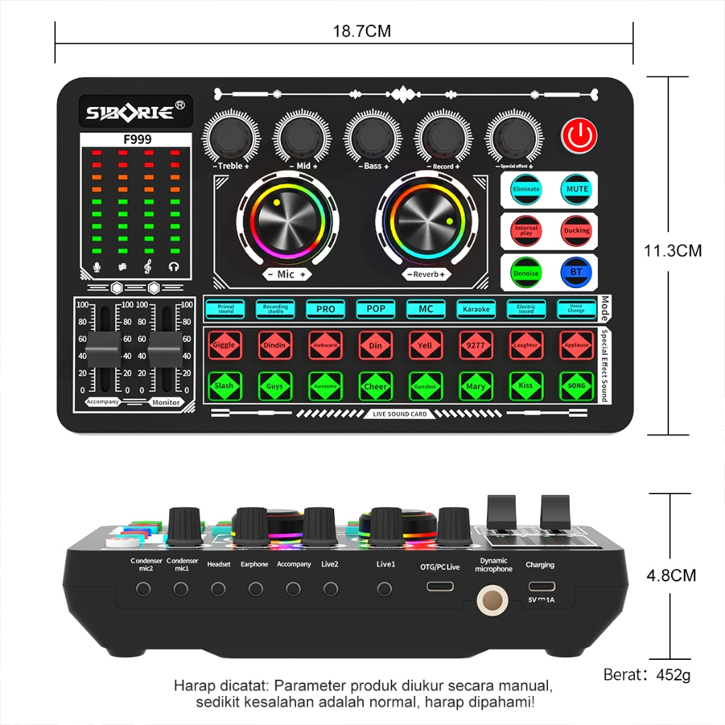 Jual Siborie Soundcard F999 Audio USB External Sound Card mic Mixer ...