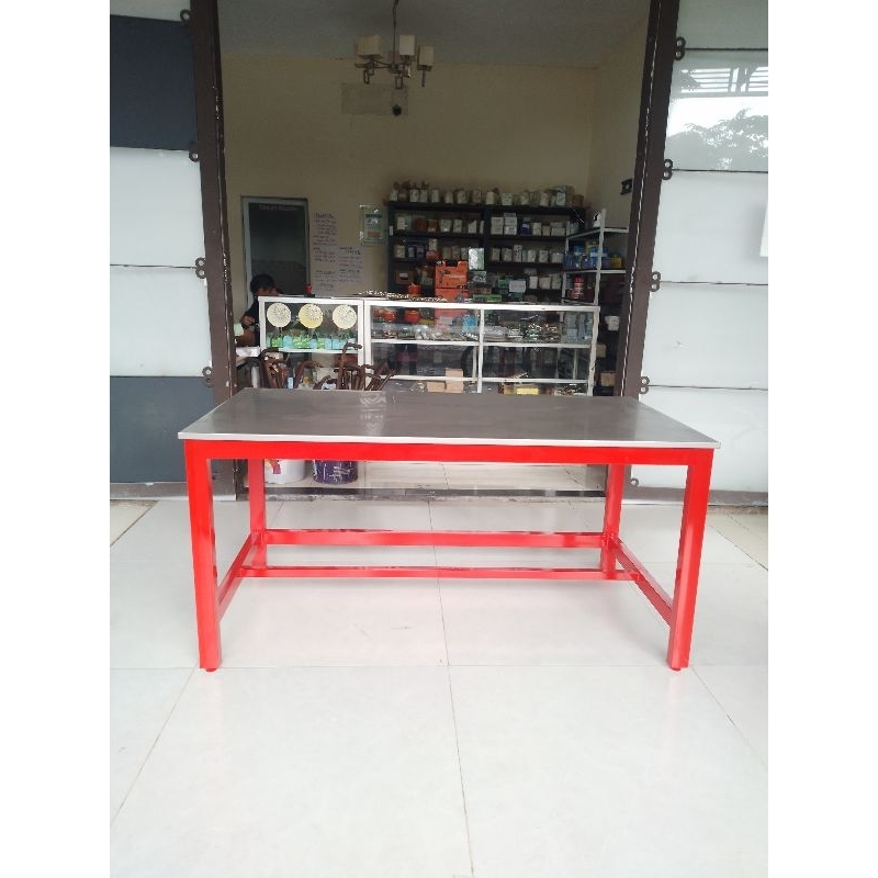 Jual Meja Kerja Uk 80x160cm Tinggi 80cm/Besi 4x6/Lapis Plat Stainless ...