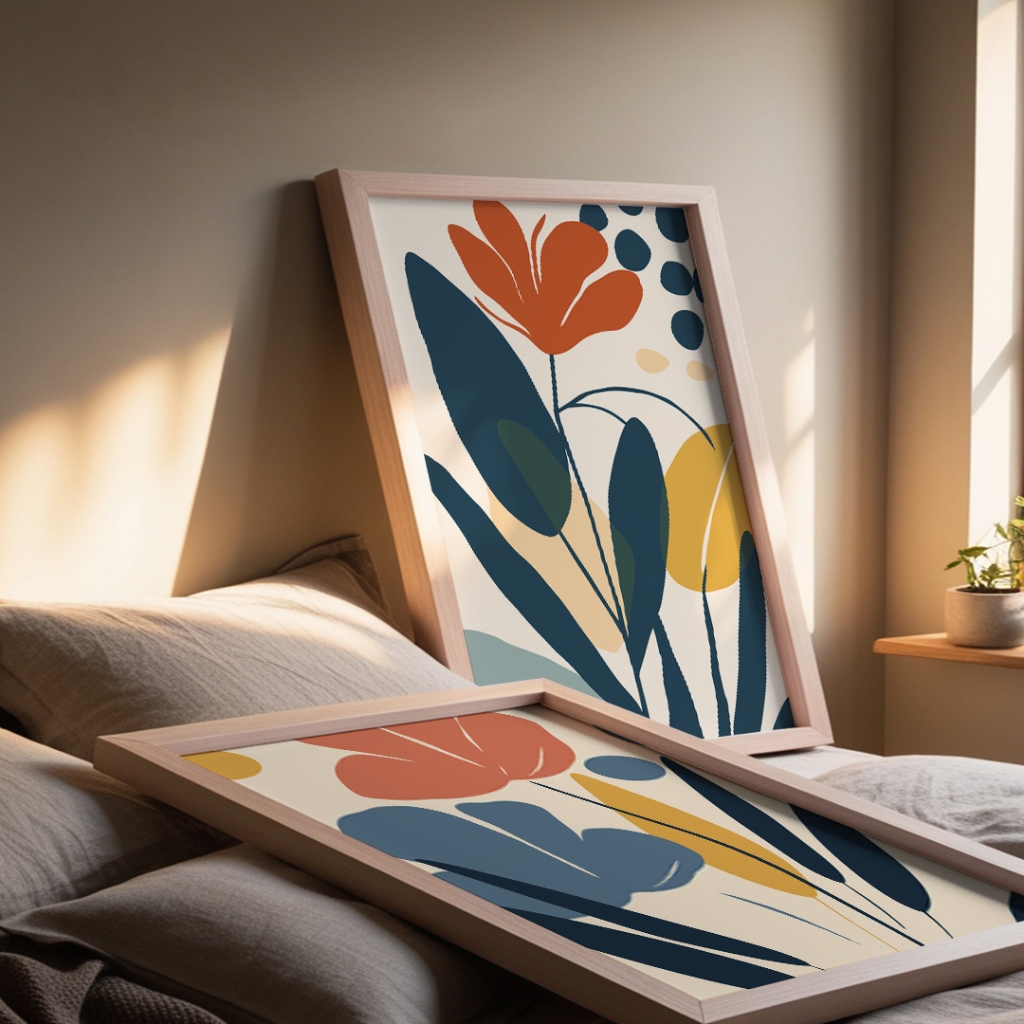 Jual Wall Frame Art Flower Dengan Frame Kayu Design Bunga Minimalis ...