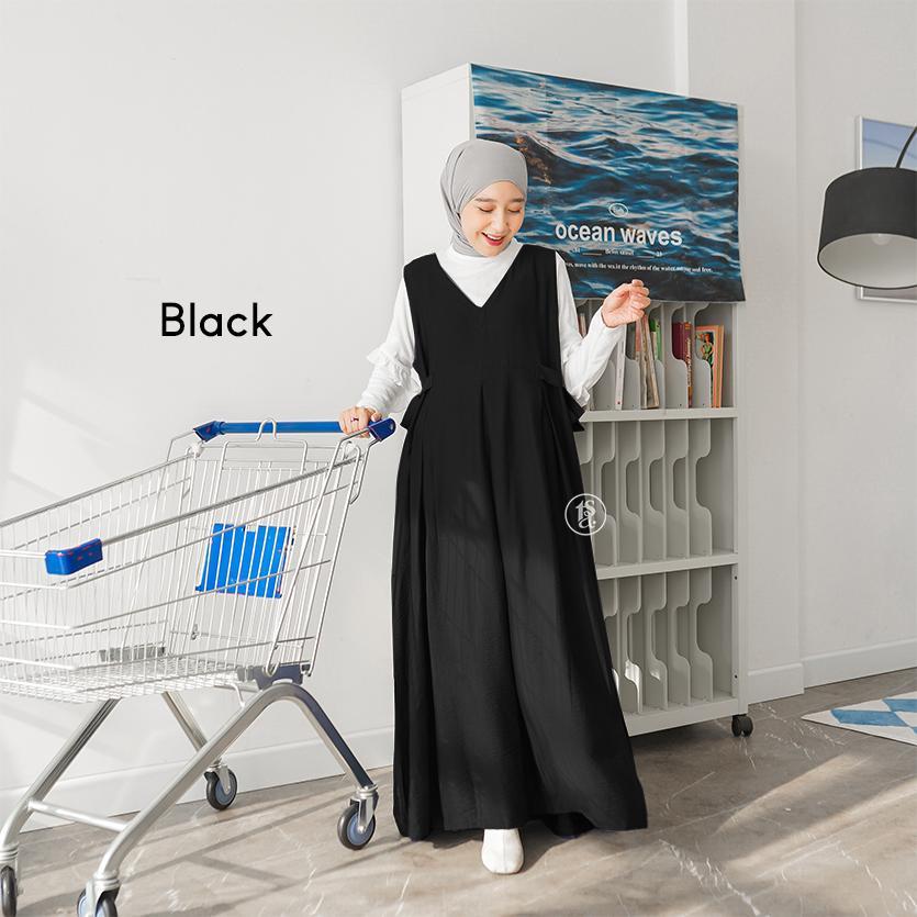 Jual Irene Overall Dress Gamis Wanita Katun Linen Pita Polos Korean ...