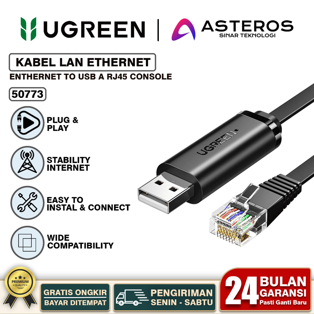 Jual UGREEN USB 2.0 To RJ45 Kabel Console LAN Ethernet 1.5M 50773 ...