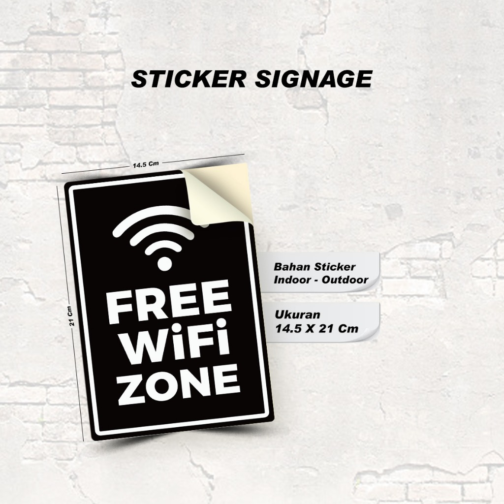 Jual STIKER FREE WIFI ZONE/ MURAH BAHAN VINLY / STIKER UKURAN 14.5 X 21 ...