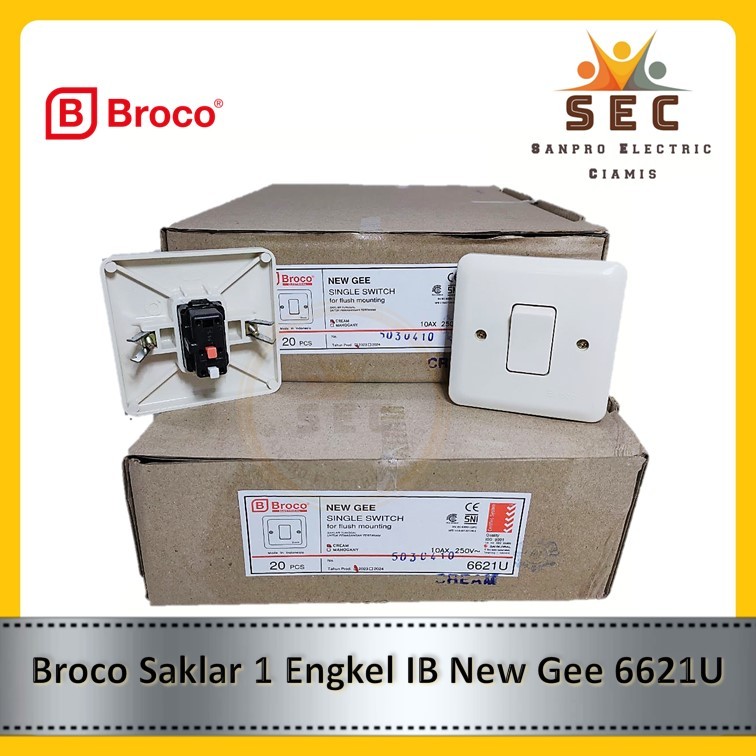 Jual SAKLAR ENGKEL BROCO CREAM 6621U NEW GEE SINGLE SWITCH FLUSH ...
