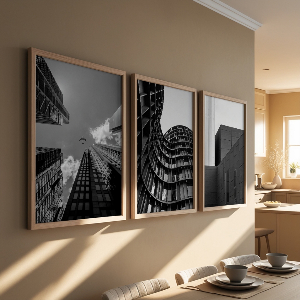Jual Poster Gedung Hitam Putih Wall Decor Monochrome Architecture Art ...