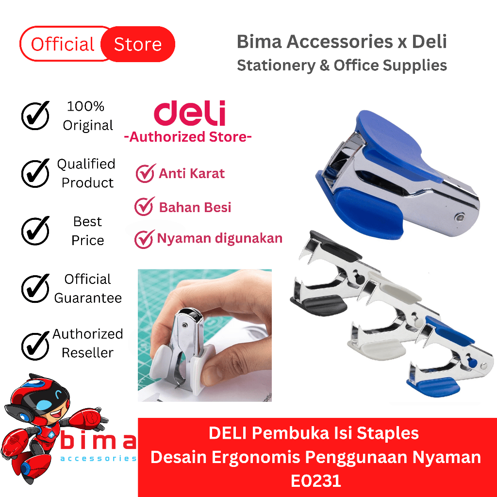 Jual DELI Staples Remover Removal Pembuka Staples Isi Stapler Desain ...