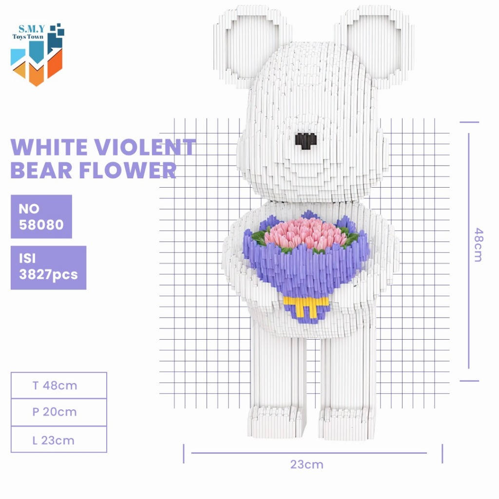 Jual SMY Toystown Violent Bear Flower Big Nano Block Bricks Mainan ...
