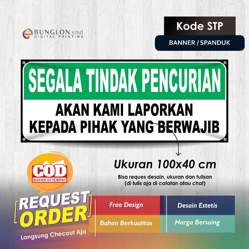 Jual SPANDUK BANNER SEGALA TINDAK PENCURIAN AKAN KAMI LAPORKAN KEPADA ...
