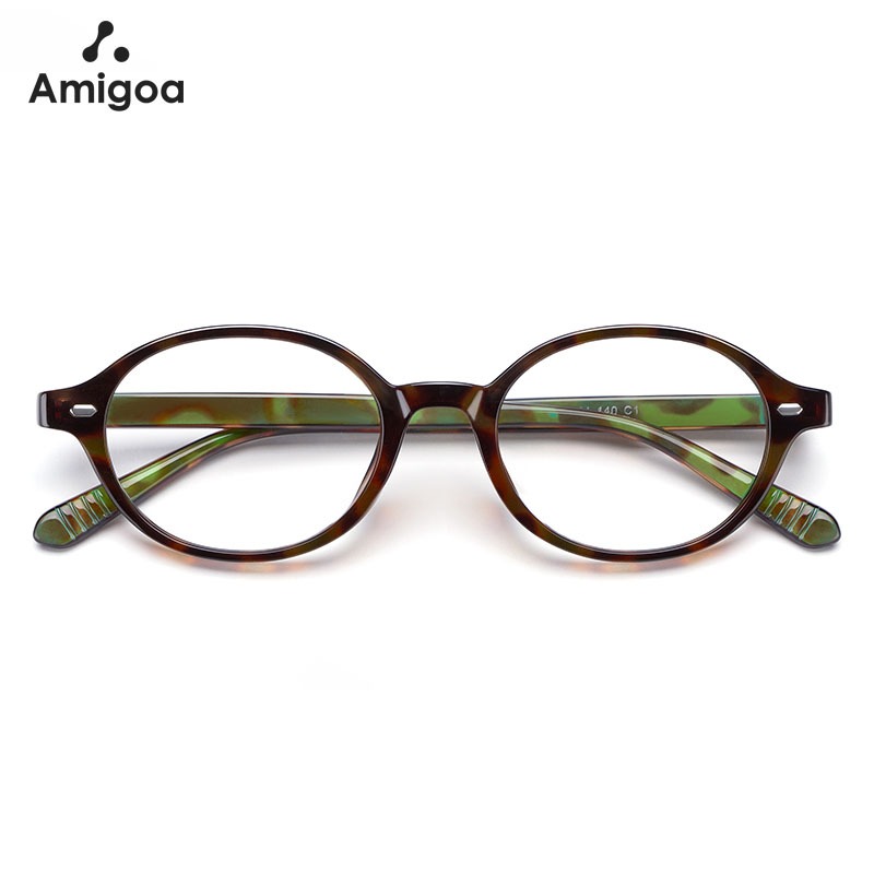 Jual AMIGOA Kacamata Anti Cahaya Biru Kacamata Bingkai Oval Retro ...