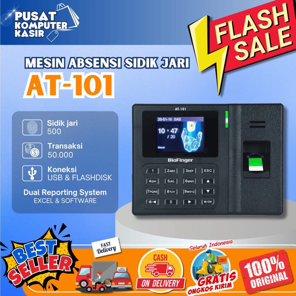Jual BIOFINGER Mesin Absensi Jari AT-101 | USB Flashdisk & Kabel |Auto ...