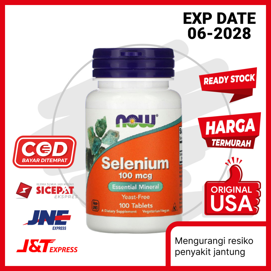 Jual Vitamin Sistem Imun Fungsi Otak dan Peredaran Darah Selenium 100 mcg NOW Isi 100 Tablet ...
