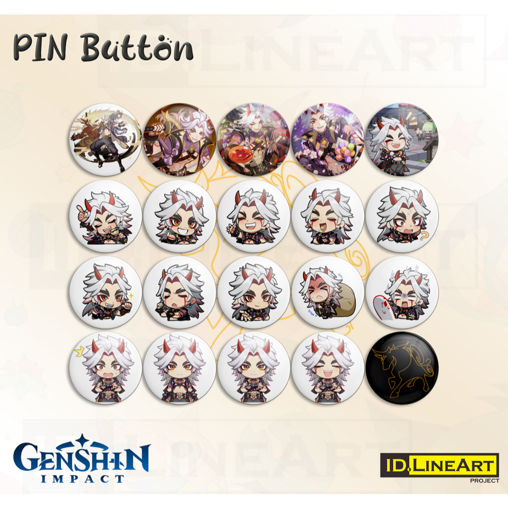 Jual ARATAKI ITTO GENSHIN IMPACT Pin Button Pin Plastik Bros Ukuran ...