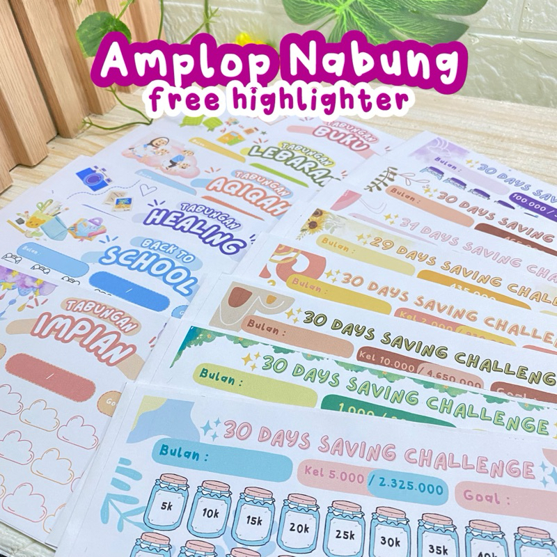 Jual Amplop Nabung Tantangan Menabung Aesthetic (MINIMAL ORDER 5 LEMBAR ...