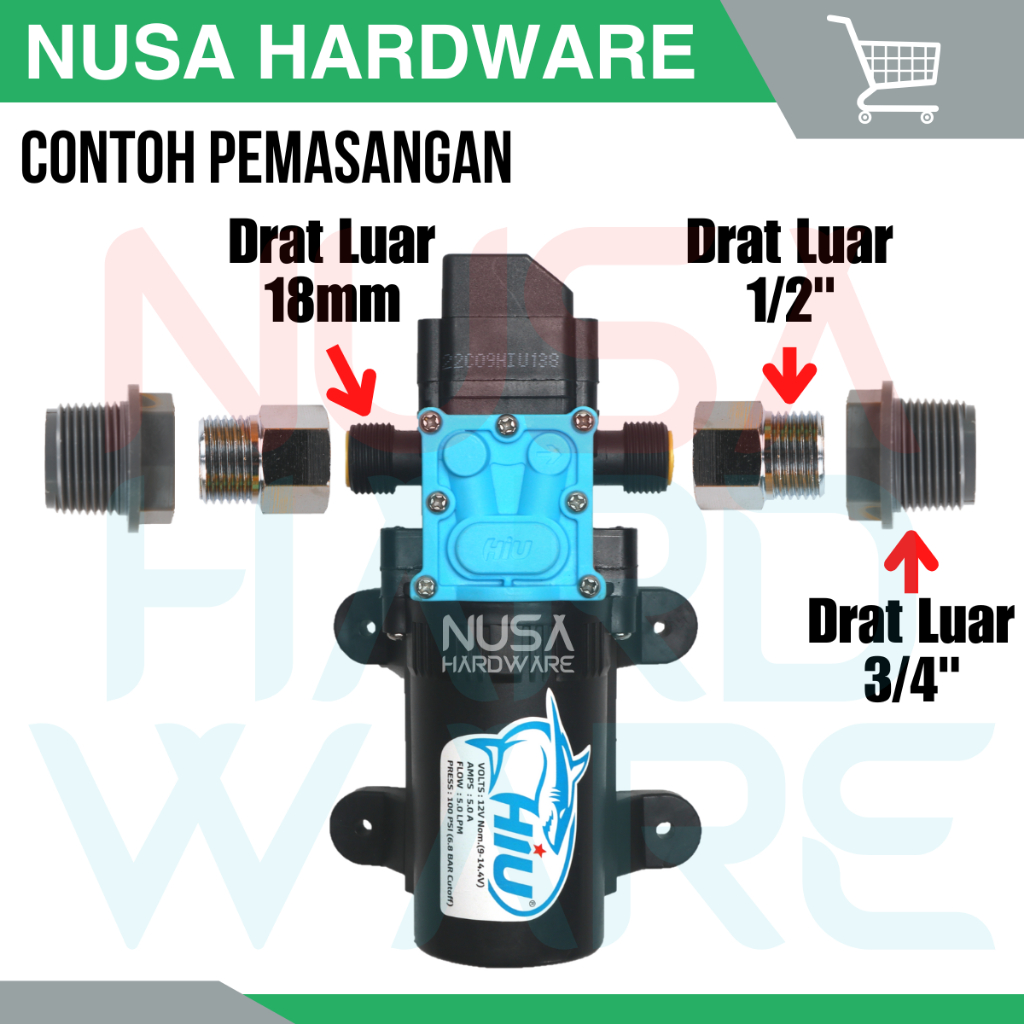 Jual Soket Konektor Pompa DC 12V Drat Dalam 18mm ke Sok Drat Luar Pipa ...