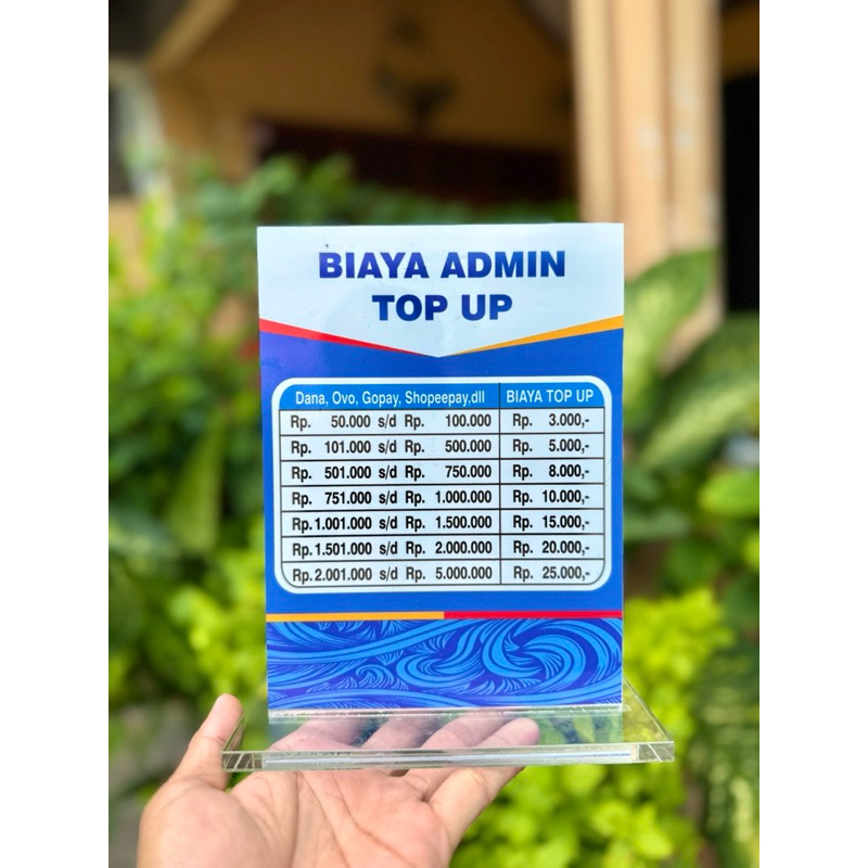 Jual ADMIN TOP UP E-WALLET BISA RUBAH / CUSTOM BIAYA ADMIN AKRILIK MEJA ...