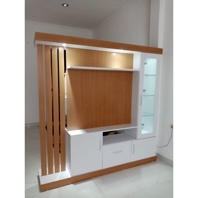 Jual partisi tv penyekat ruangan 2 sisi | lemari tv | meja tv | partisi ...
