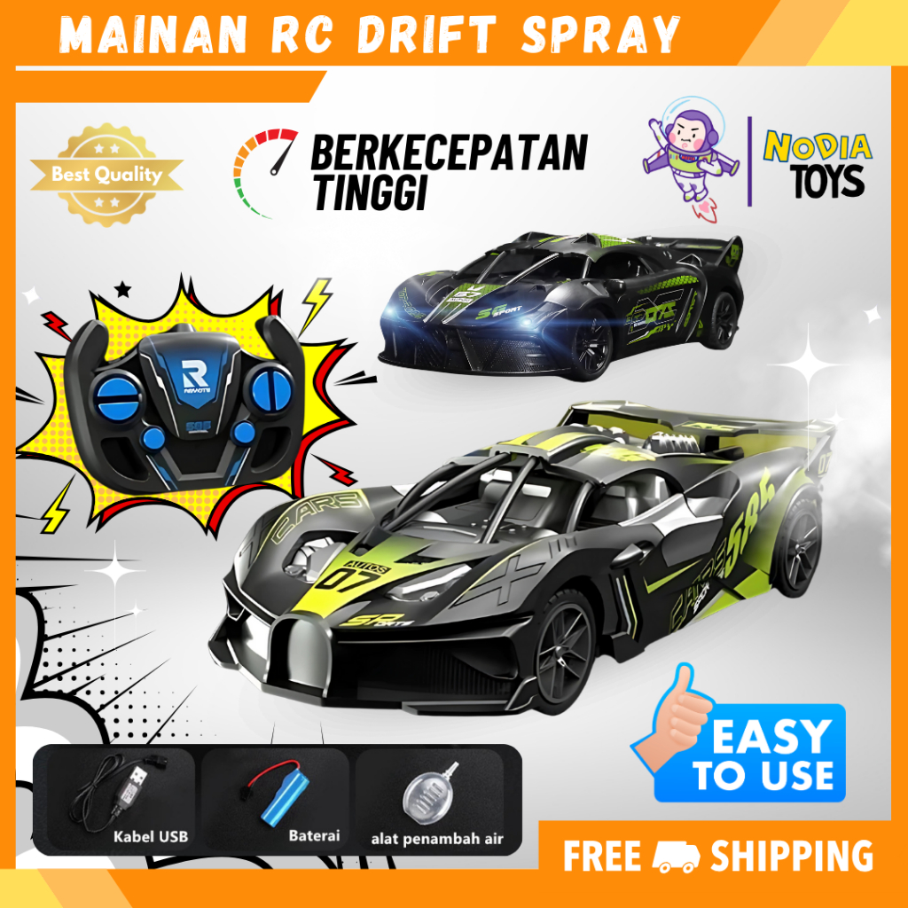 Jual Nodia Toys Mainan Mobil Remote Control Drift Spray 2.4G 1:16 ...
