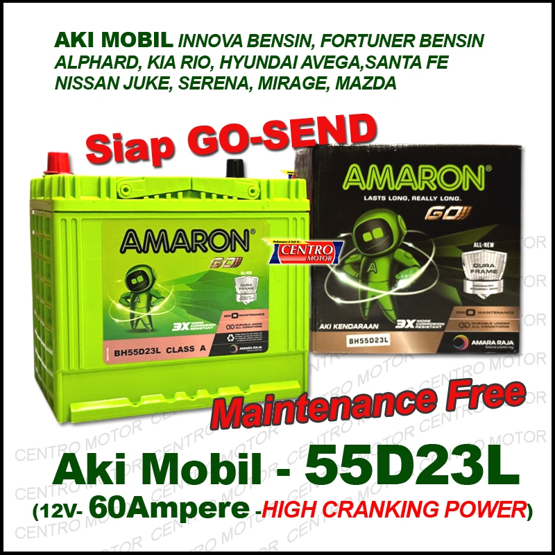 Jual AMARON 55D23L.Aki kering mobil Innova,Fortuner bensin lama,All New Rio,Mirage,Alvez ...