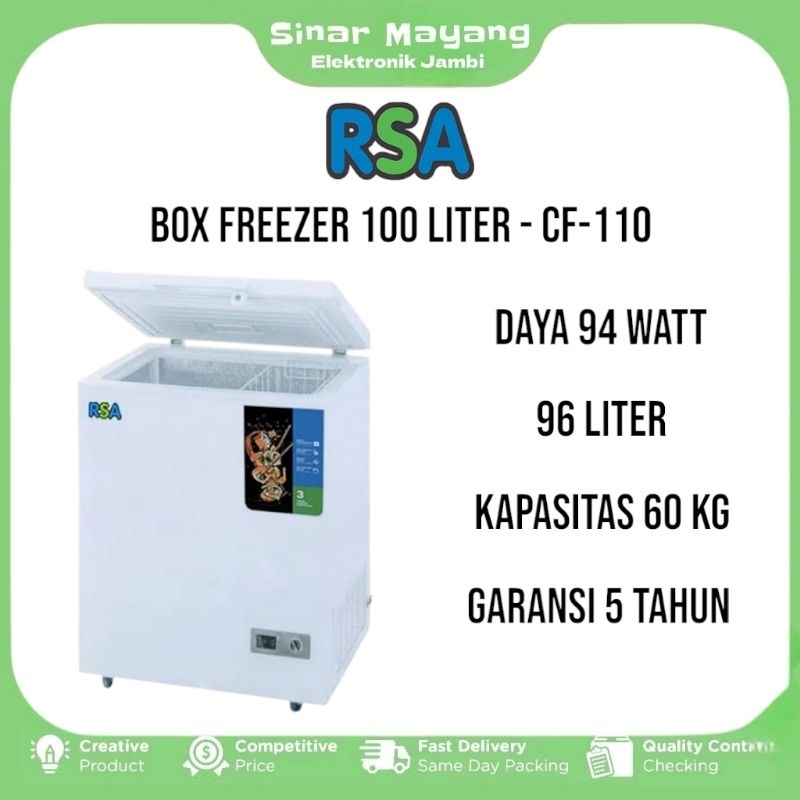 Jual Chest Freezer RSA CF-110/ Box Freezer RSA 100 Liter/ Garansi Resmi ...