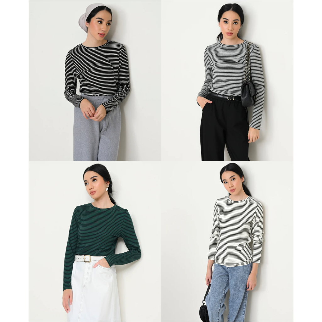 Jual NORAH STRIPES LONG SLEEVE TEE GEULIS SALE | Shopee Indonesia