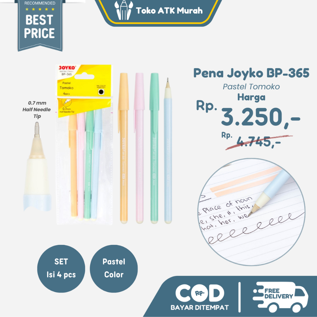 Jual Pulpen Joyko BP-365 Pastel Tomoko 0.7 mm 1 Pack 4 Pcs Ball Pen Pena | Shopee Indonesia