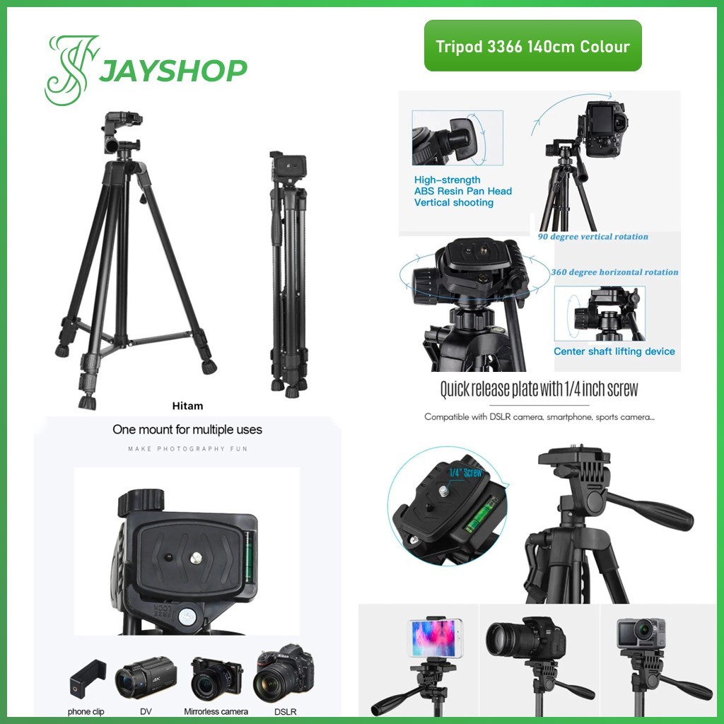 Jual Tripod Camera Photography 3366 Colour Tripod Handphone + Holder U Stabilizer | Shopee Indonesia